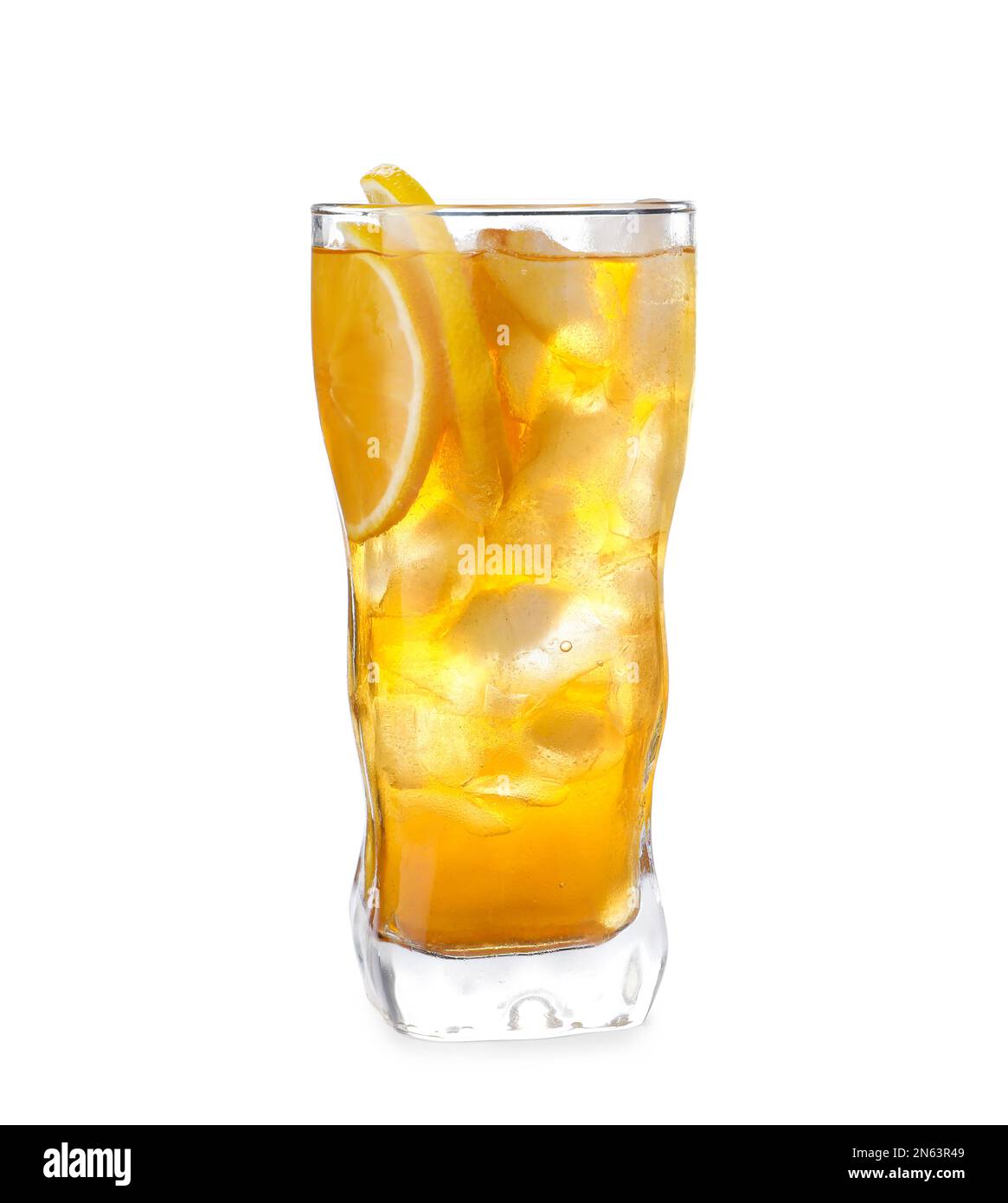 Delicious iced tea in glass on white background Stock Photo - Alamy