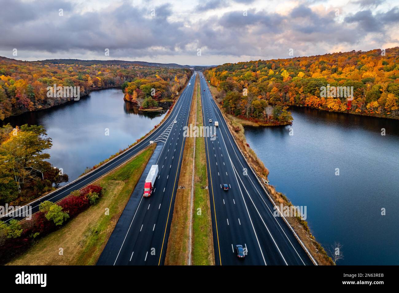 Highway and fall foliage - interstate 84, northern Connecticut Stock ...