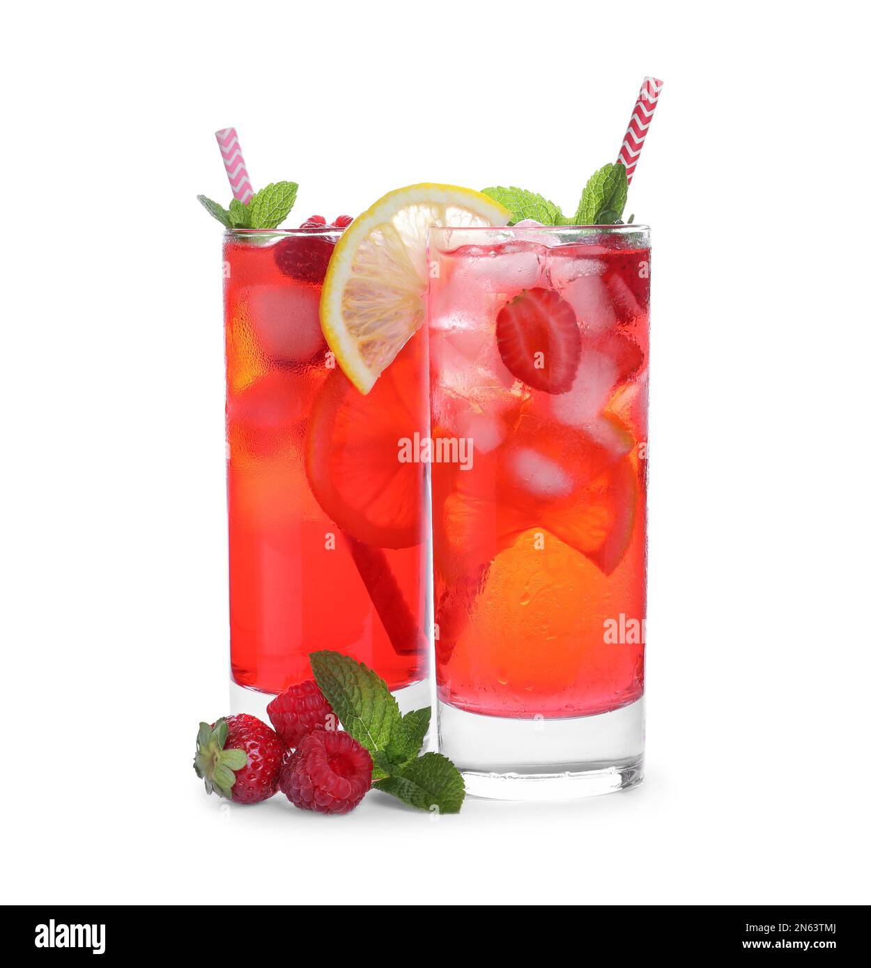 Different delicious lemonades made with soda water and ingredients on ...