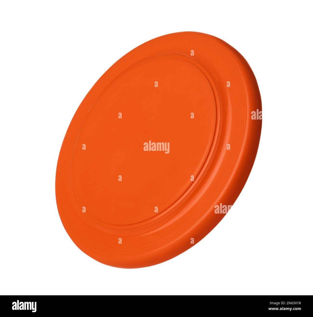 Orange plastic frisbee disk isolated on white Stock Photo - Alamy
