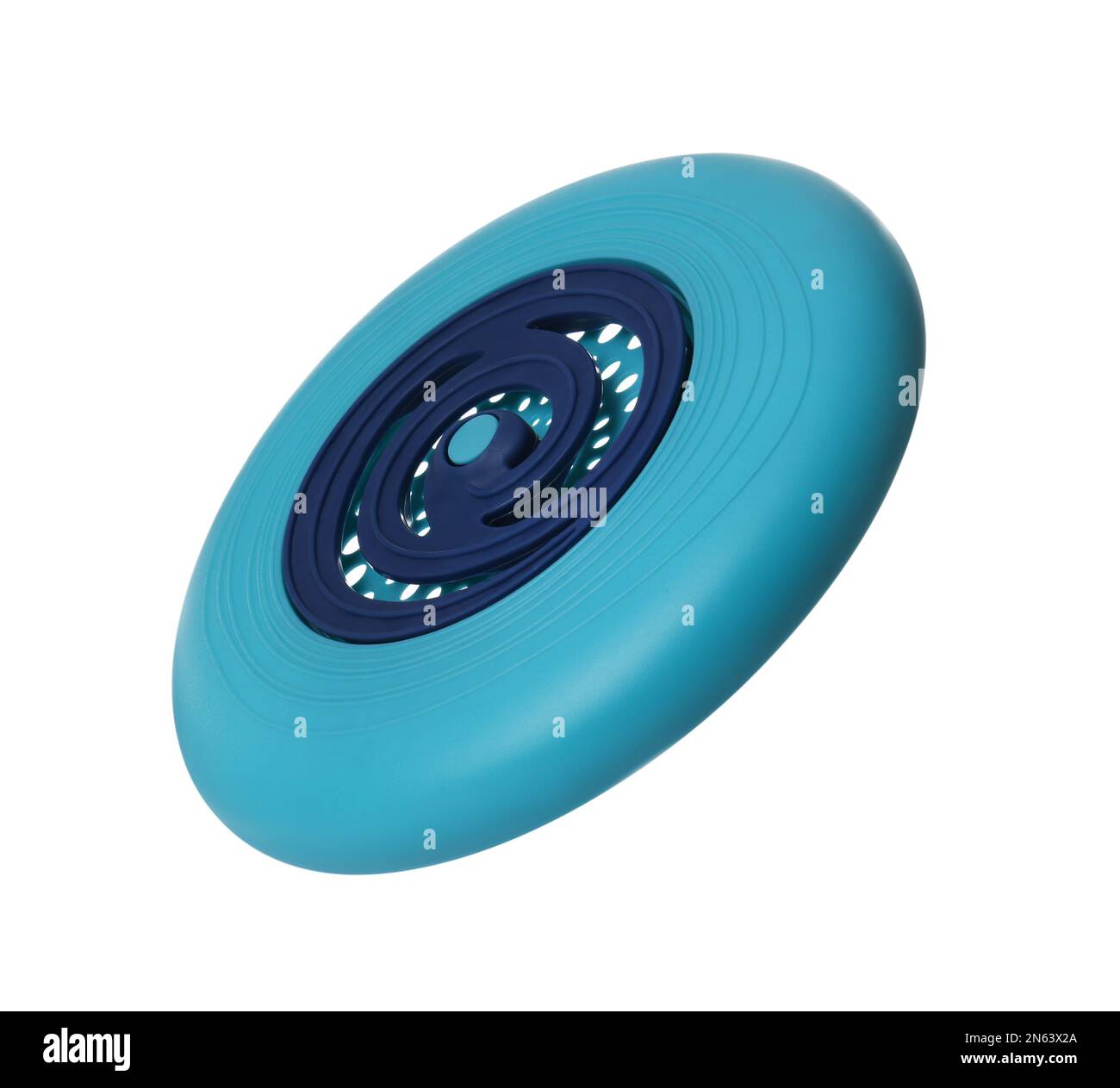 Light blue plastic frisbee disk isolated on white Stock Photo - Alamy