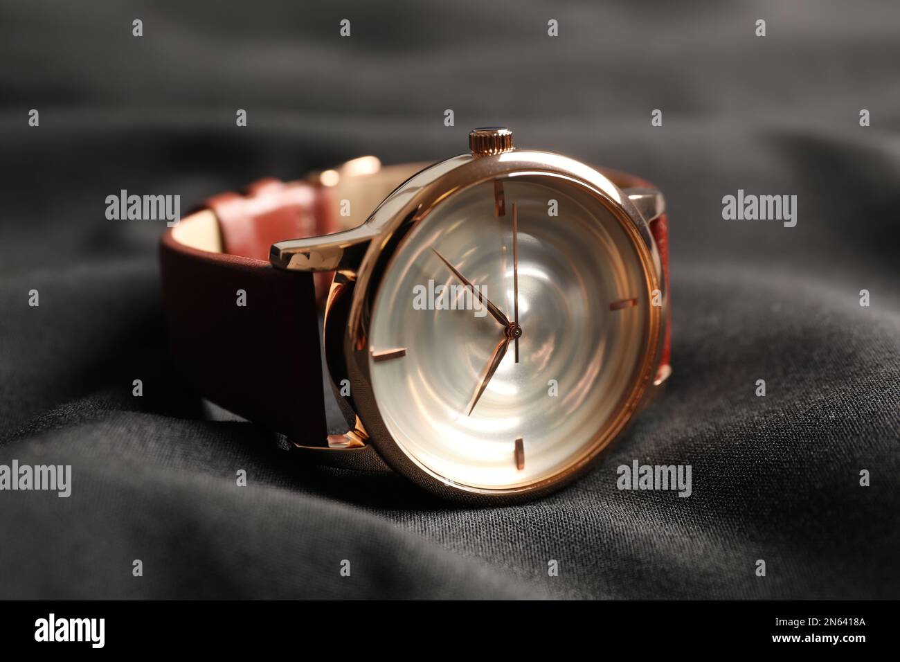Luxury wrist watch on black background, closeup Stock Photo - Alamy