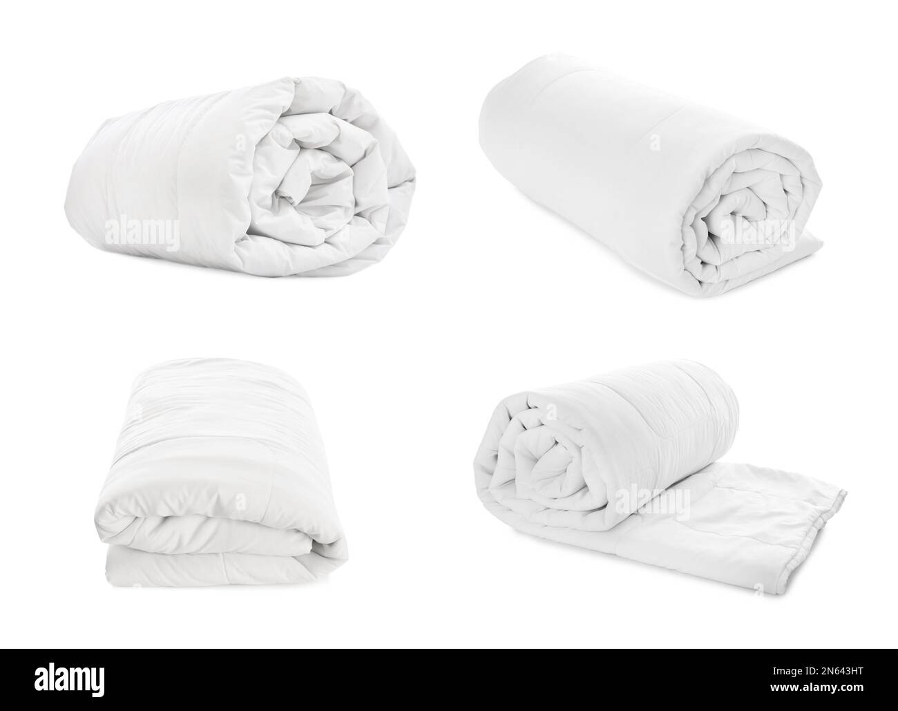 Set of clean blankets isolated on white Stock Photo - Alamy