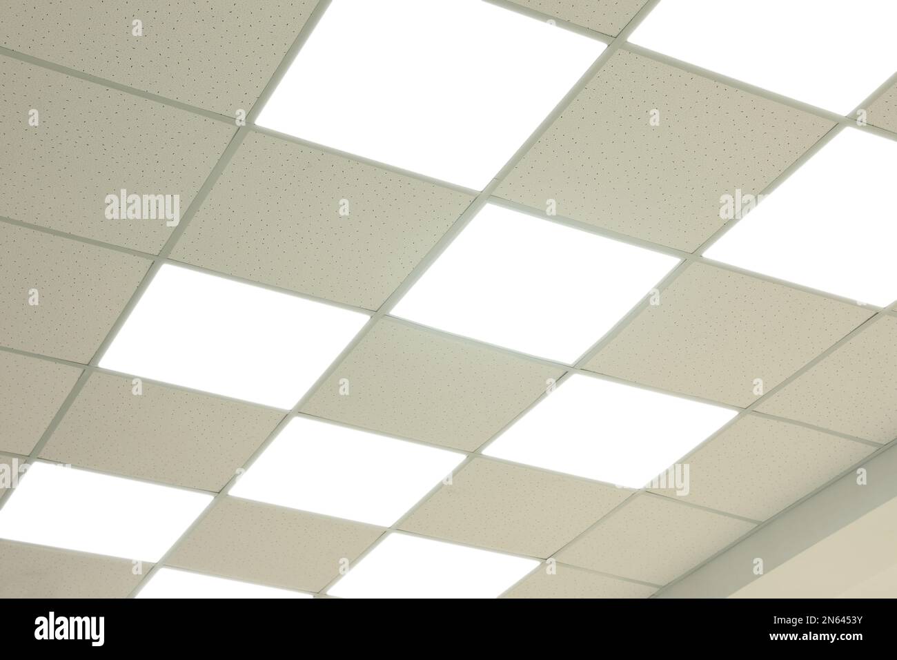 White ceiling with lighting in office room Stock Photo - Alamy