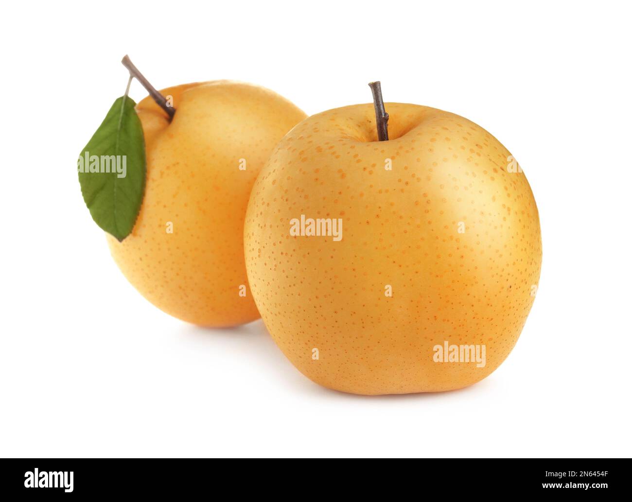 Fresh ripe apple pears on white background Stock Photo - Alamy