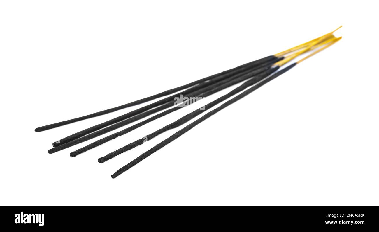 Many aromatic incense sticks on white background Stock Photo - Alamy