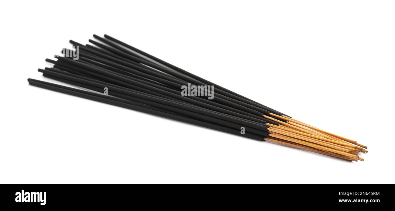 Many aromatic incense sticks on white background Stock Photo - Alamy