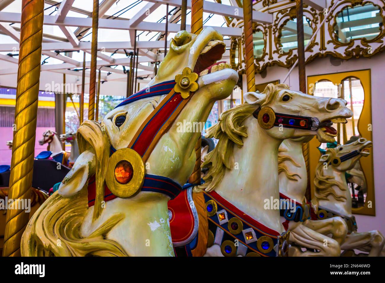 Racing Wild Carrousel Horses Stock Photo - Alamy