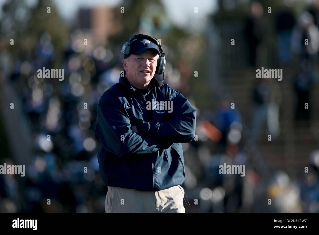 New Hampshire head coach Sean McDonell cheers his team in the second ...