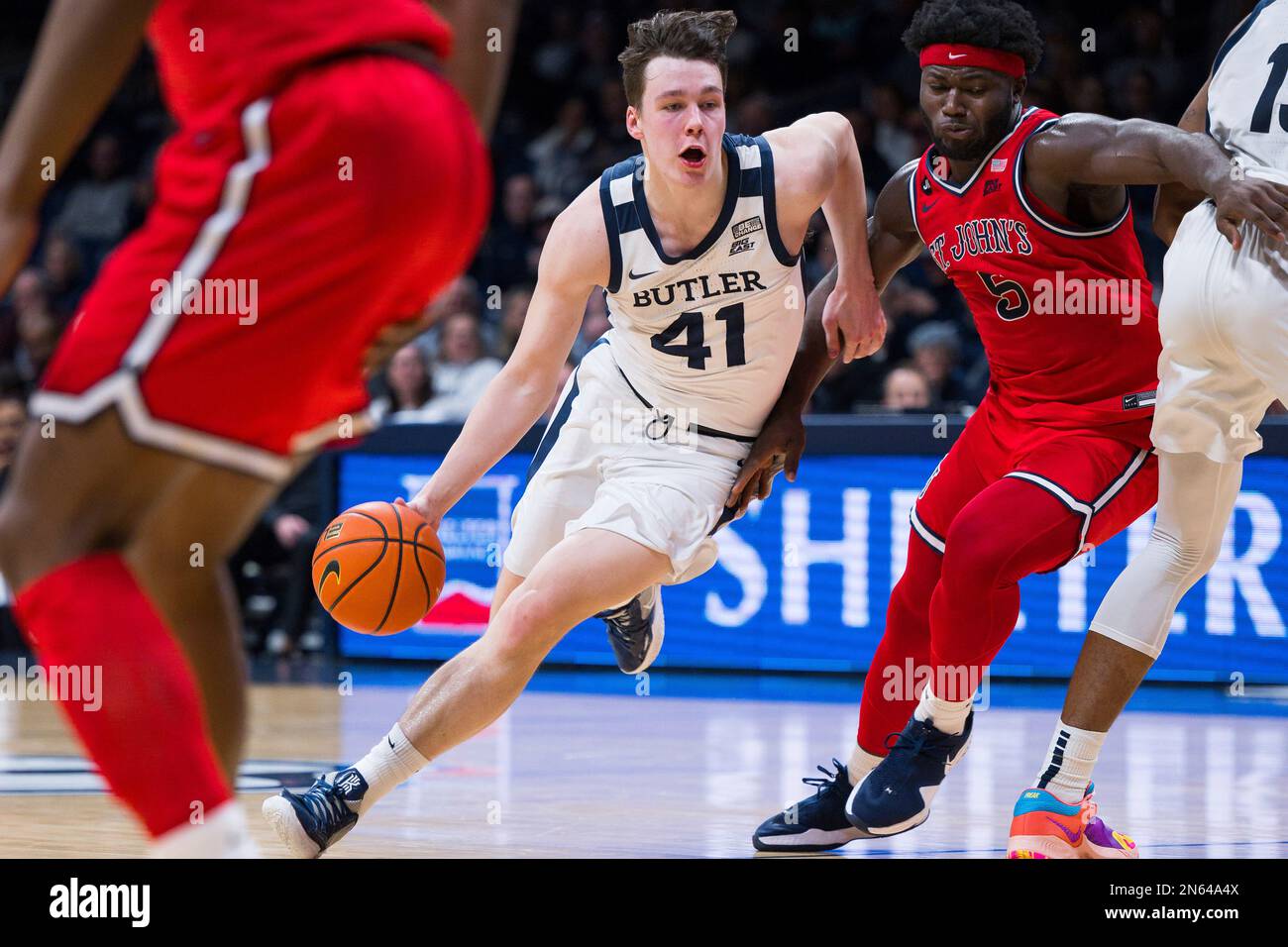 INDIANAPOLIS, IN - FEBRUARY 07: Butler Bulldogs guard Simas Lukosius ...