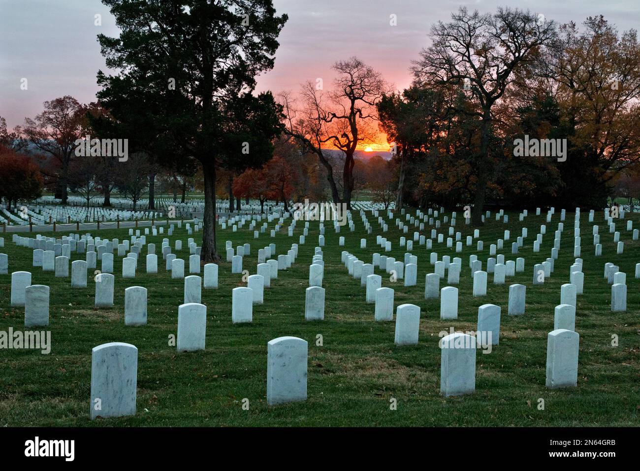 The sun rises over Arlington National Cemetery on the 50th anniversary ...