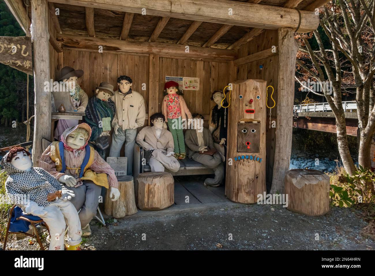Kakashi at the bus stop, Nagoro Doll Village, Iya Valley, Japan Stock ...