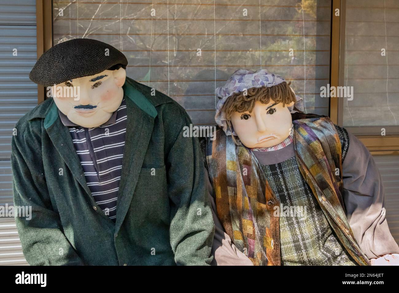 Kakashi dolls sitting on a porch, Nagoro Doll Village, Iya Valley ...