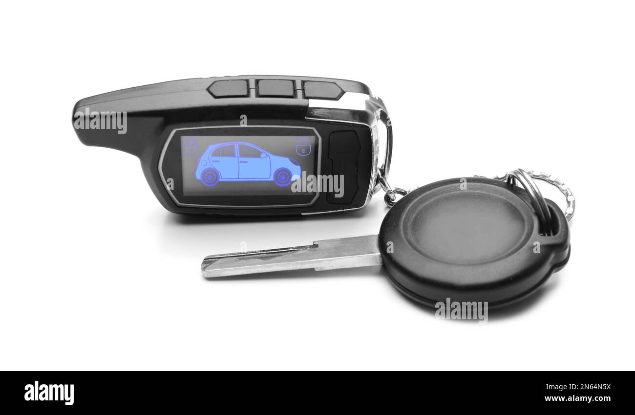 Modern car key with remote control isolated on white Stock Photo - Alamy
