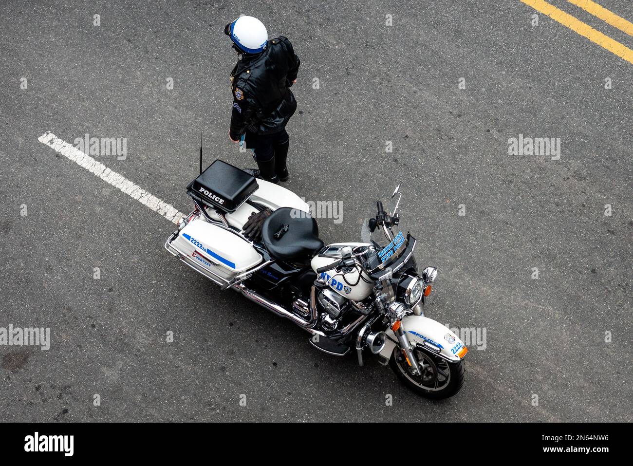 New York, USA. 09th Feb, 2023. An NYPD officer attends the funeral for ...