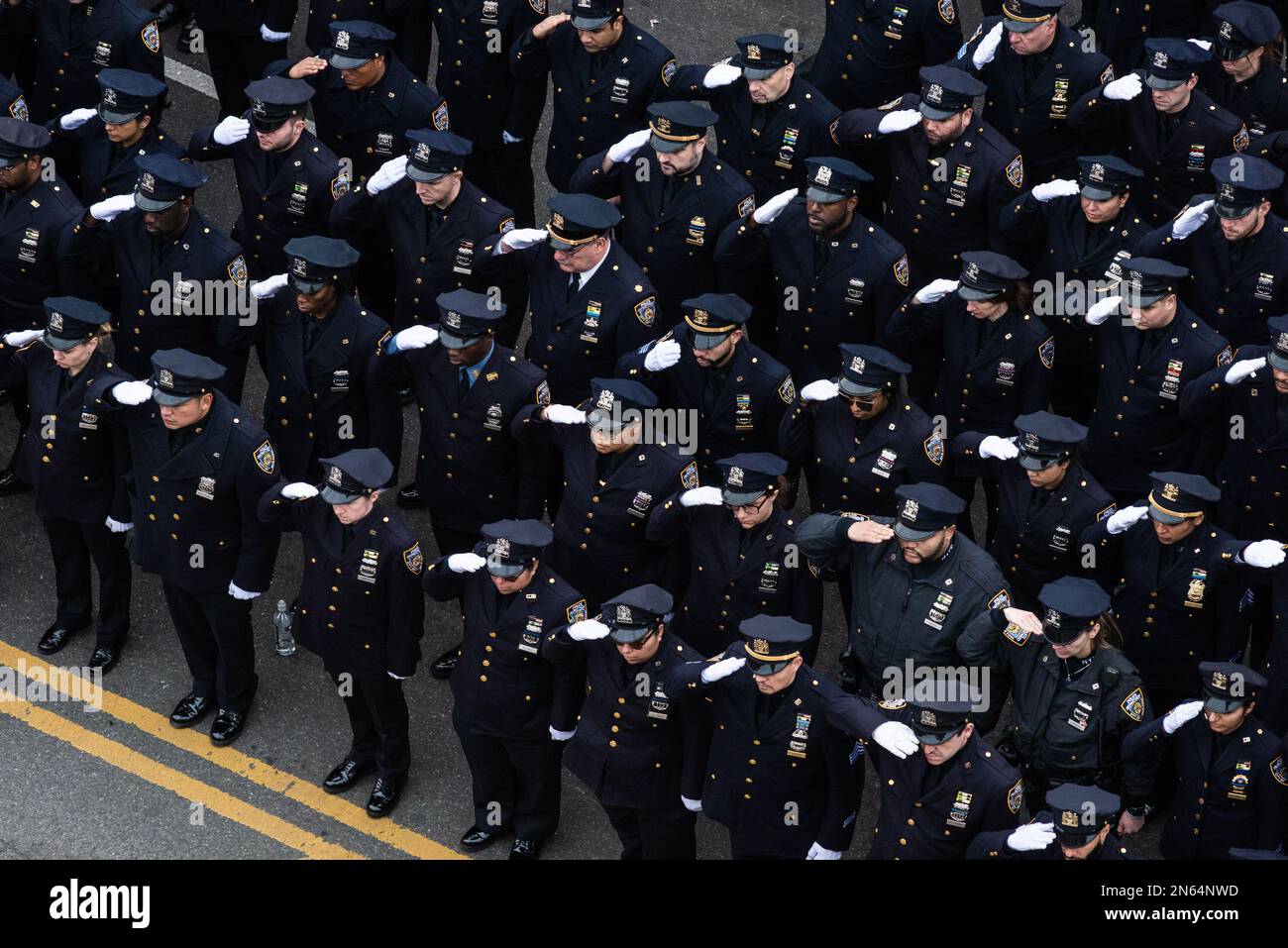 New York, USA. 09th Feb, 2023. NYPD officers attend the funeral for ...