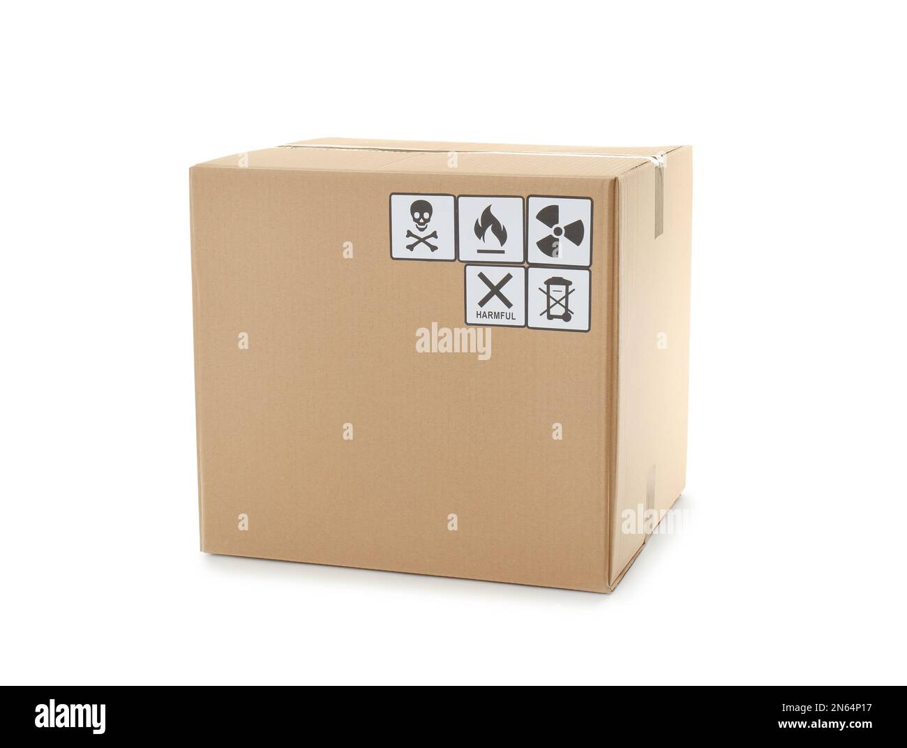 Cardboard box with shipping label isolated on white Stock Photo - Alamy
