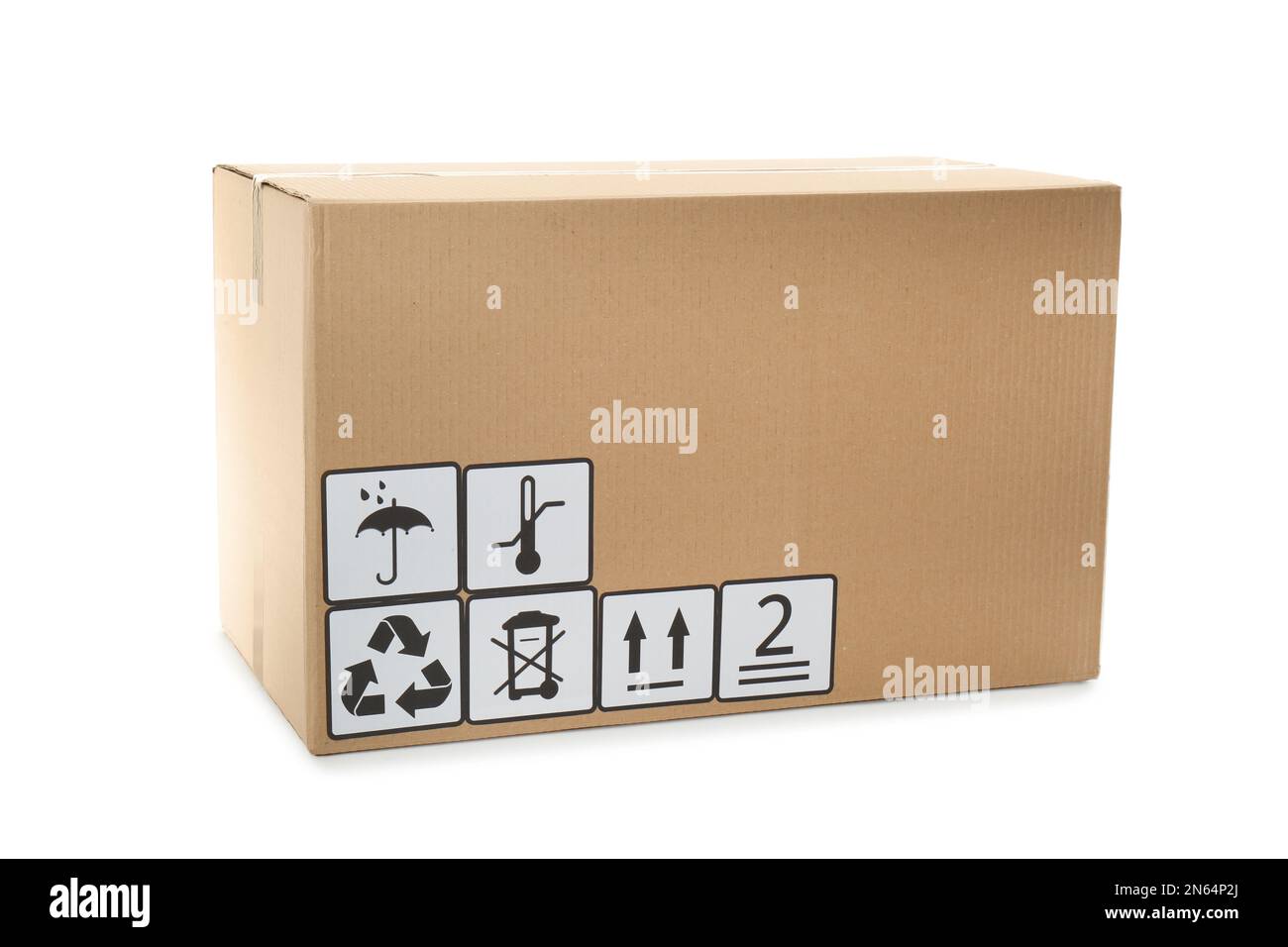 Cardboard box with shipping label isolated on white Stock Photo - Alamy