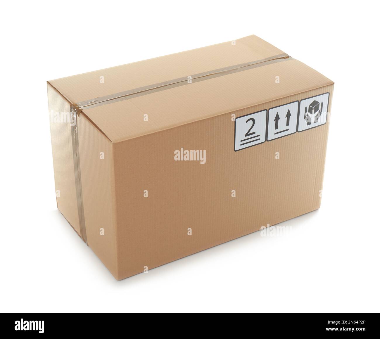 Cardboard box with shipping label isolated on white Stock Photo - Alamy