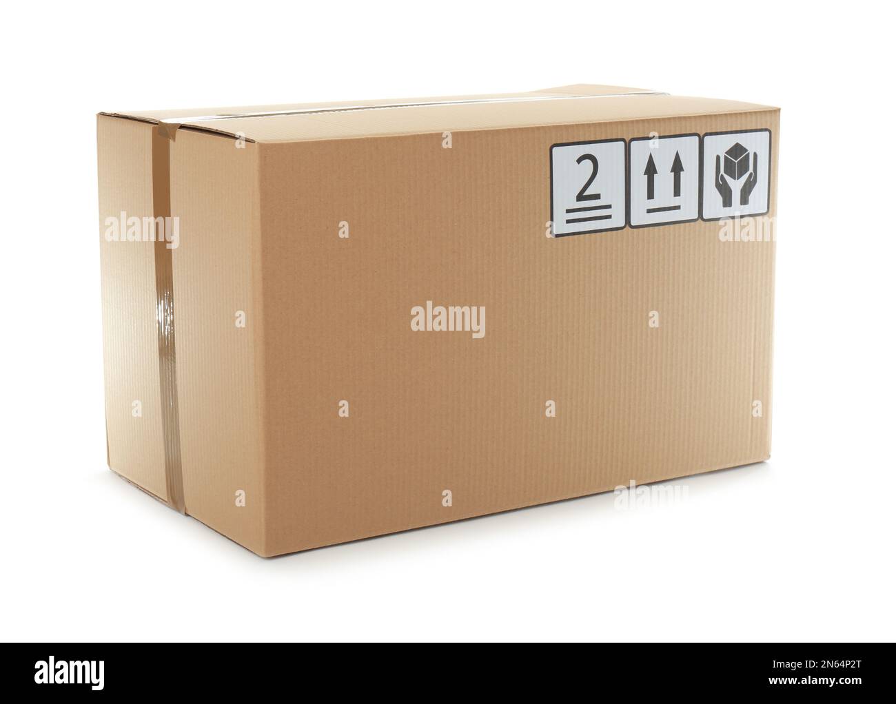 Cardboard box with shipping label isolated on white Stock Photo - Alamy
