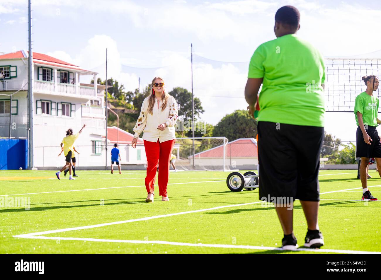 Princess Amalia, Princess of Orange during arrival on J.E. Yrausquin ...