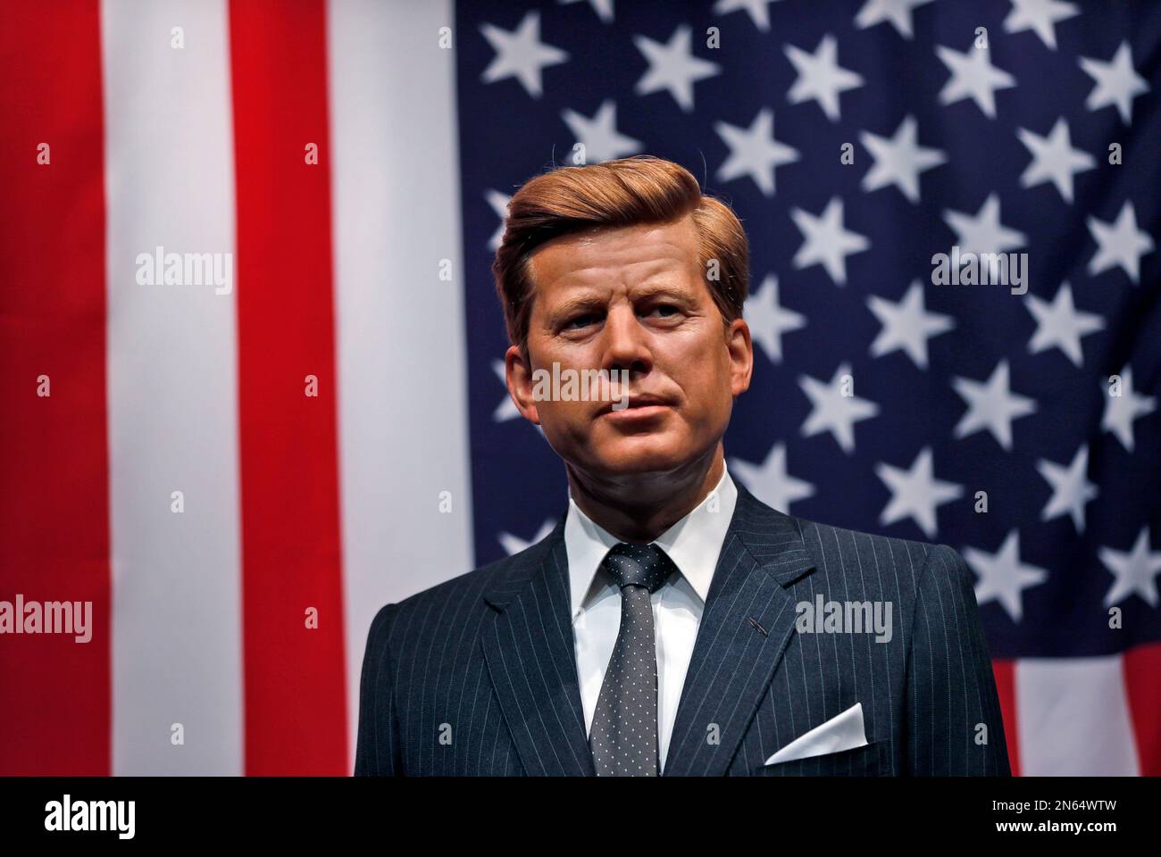 The wax figure of U.S. President John F. Kennedy is placed in the World ...