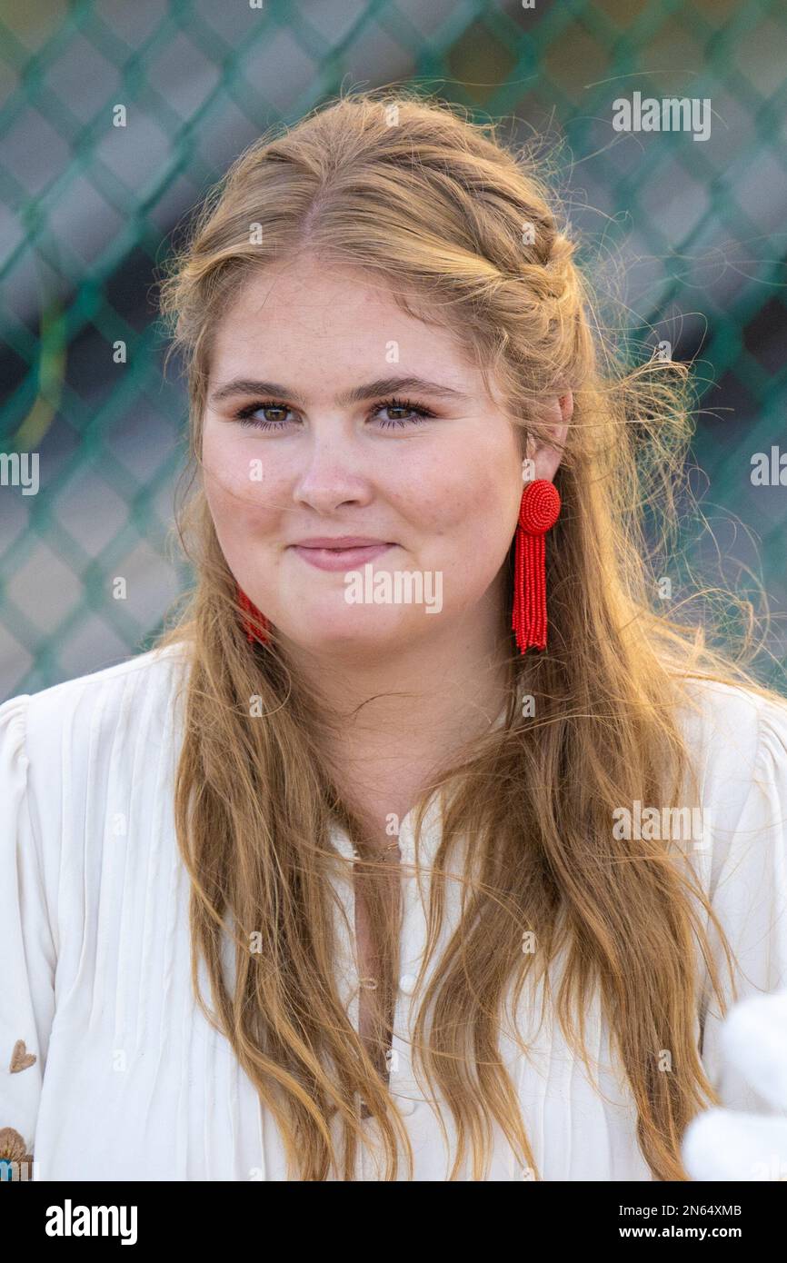 Princess Amalia, Princess of Orange during arrival on J.E. Yrausquin ...