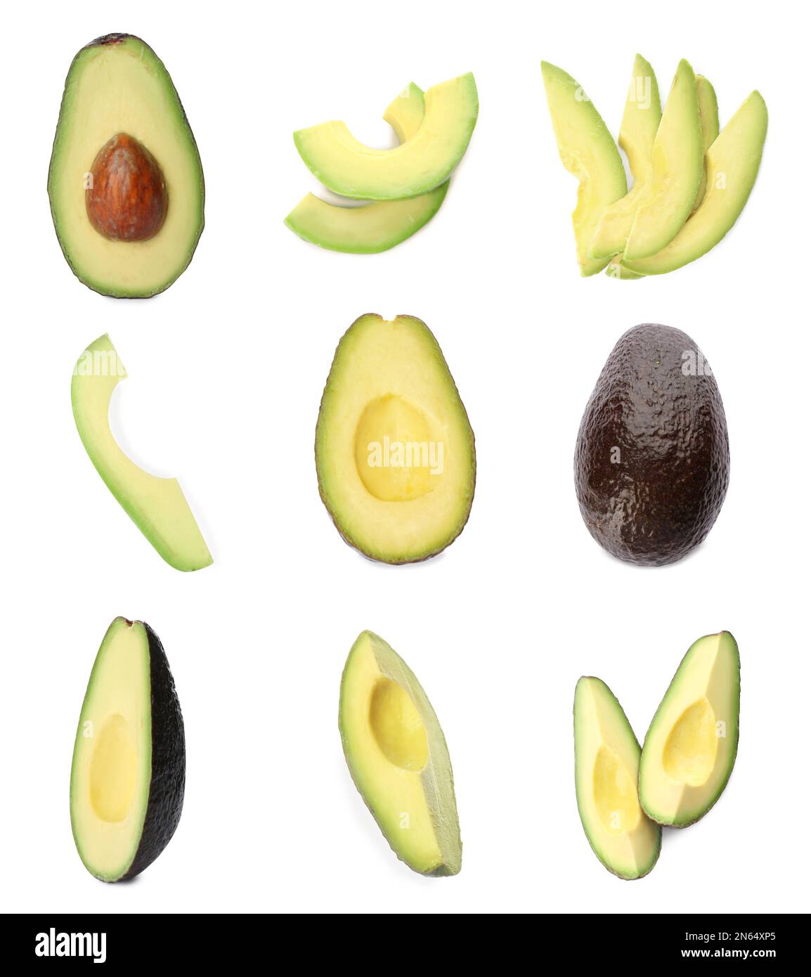 Tropical set green avocados Cut Out Stock Images & Pictures - Alamy