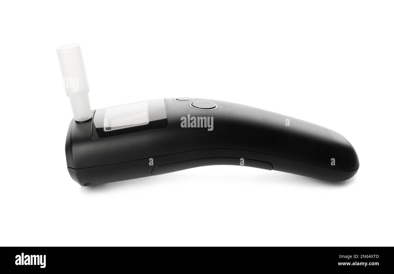 New modern digital breathalyzer on white background Stock Photo - Alamy