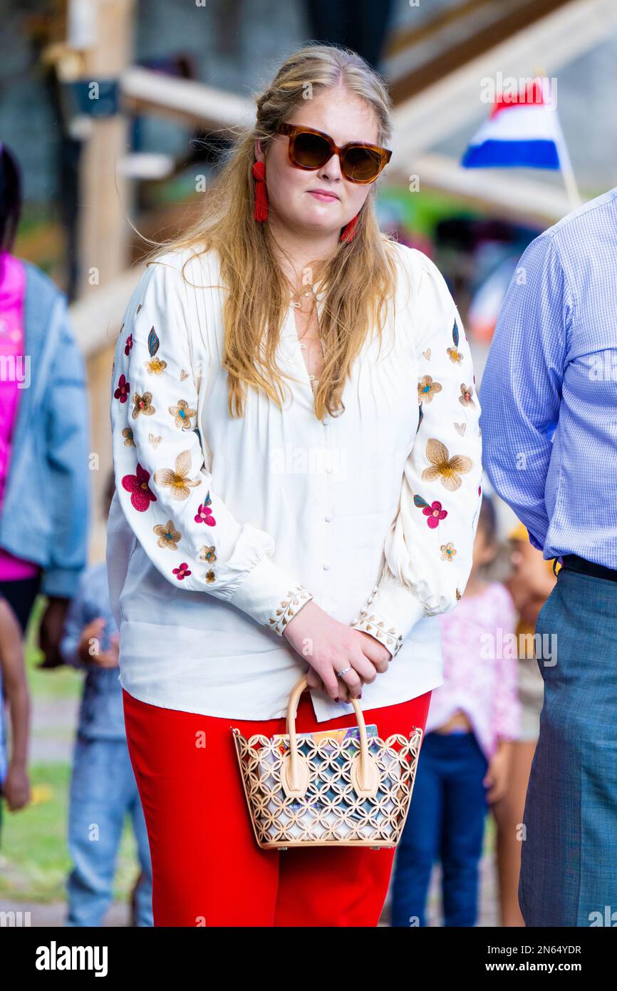 Princess Amalia, Princess of Orange during arrival on J.E. Yrausquin ...