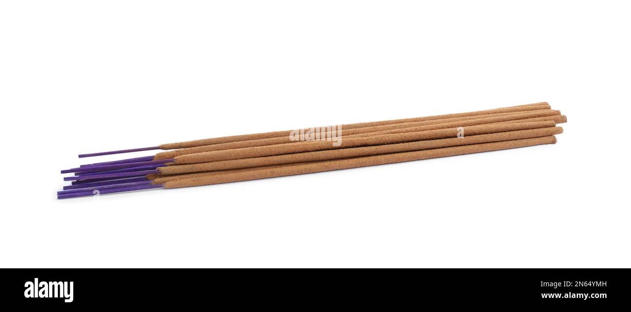 Many aromatic incense sticks on white background Stock Photo - Alamy