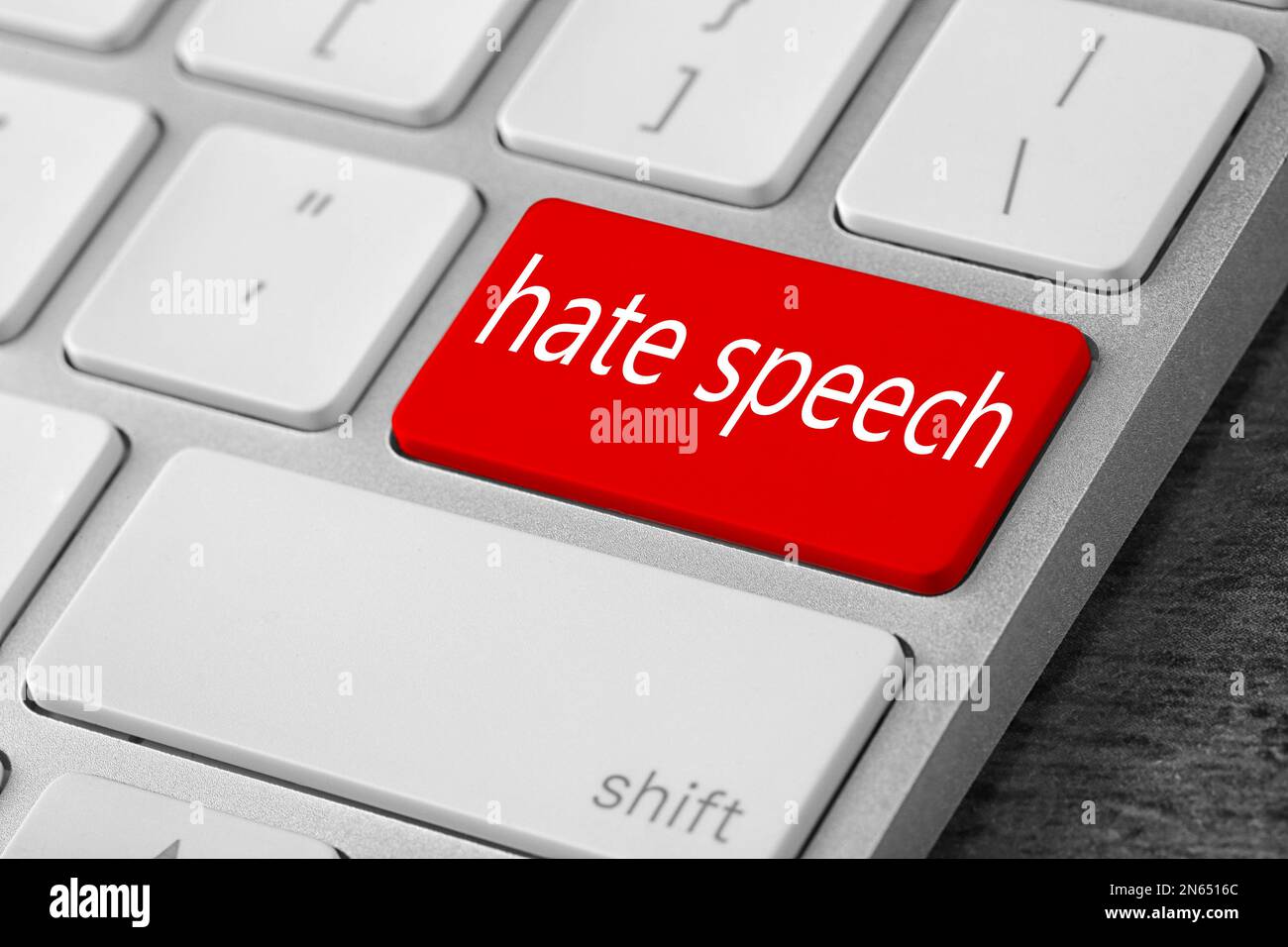 Red button with text Hate Speech on computer keyboard, closeup Stock ...