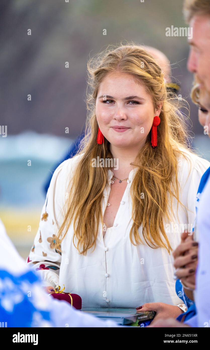 Princess Amalia, Princess of Orange during arrival on J.E. Yrausquin ...
