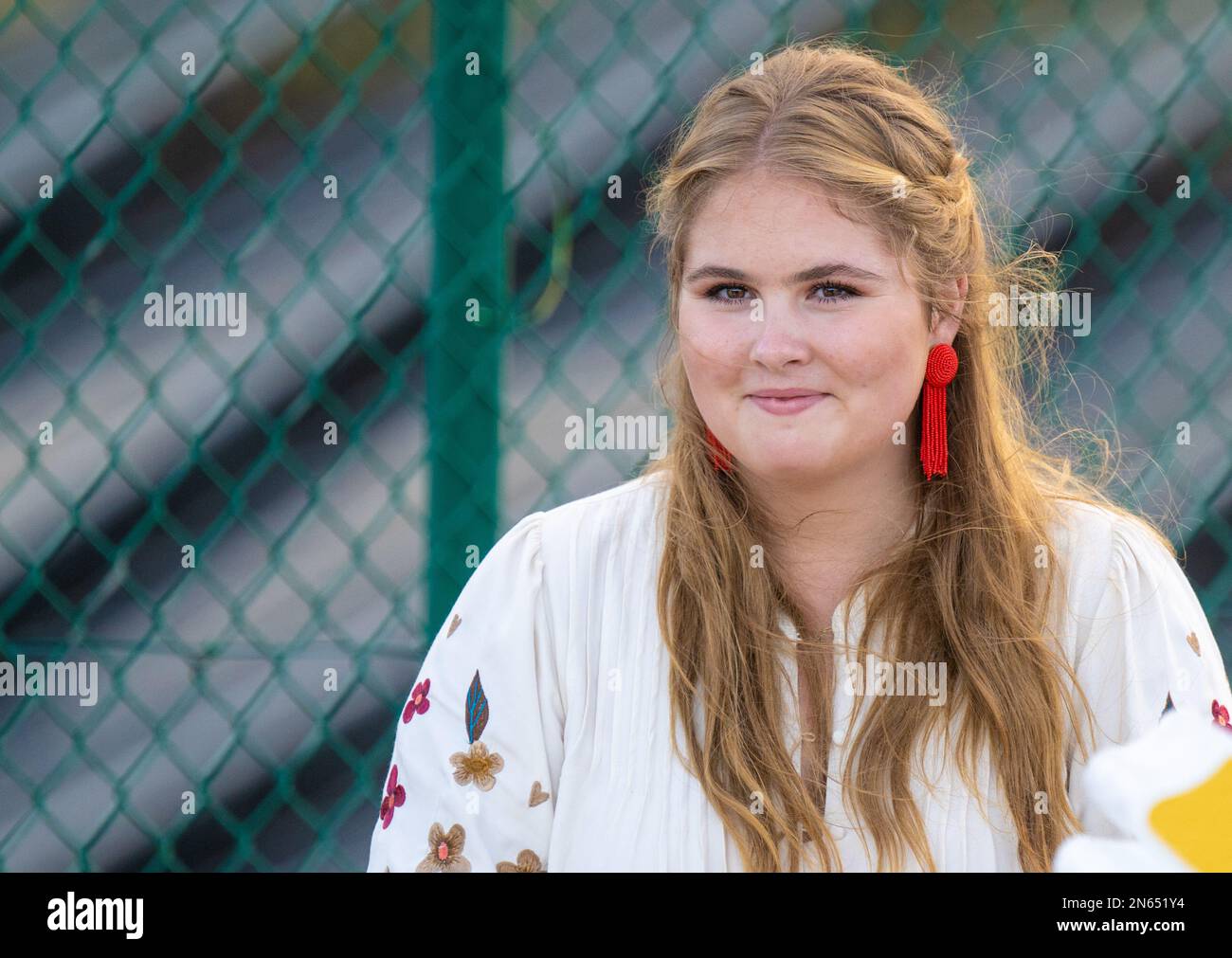 Princess Amalia, Princess of Orange during arrival on J.E. Yrausquin ...