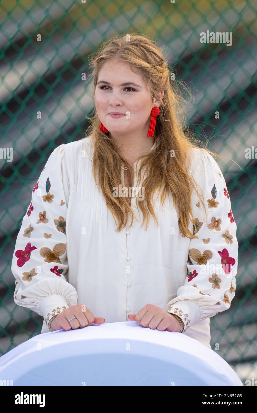 Princess Amalia, Princess of Orange during arrival on J.E. Yrausquin ...