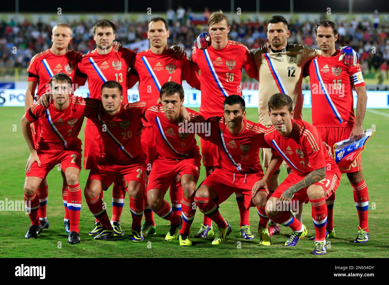 The Russian national soccer team pose for a group photo ahead of the ...