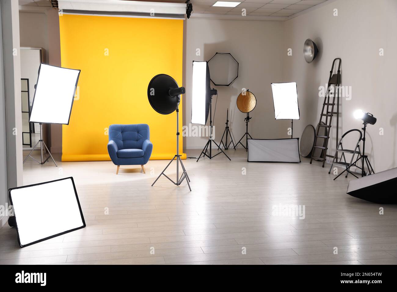 Interior of modern photo studio with professional equipment Stock Photo ...