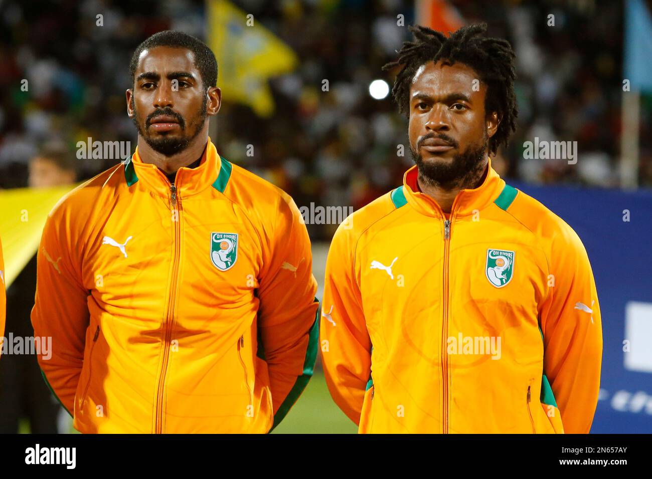 Ivory Coast goalkeeper Barry Boubacar,, left, and Gosso Jean-Jacques ...