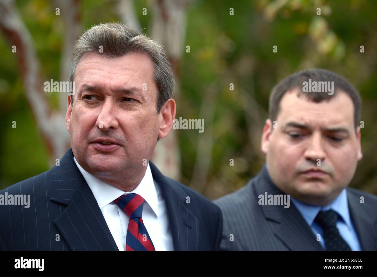 Public defenders Jeff Dowdy, left, and Daniel Megaro answer questions ...