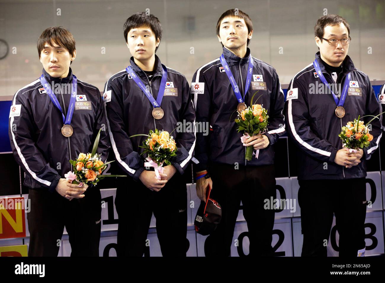 South Korea's players from left, Kim Soo-hyuk, Kim Tae-hwan, Park Jong ...