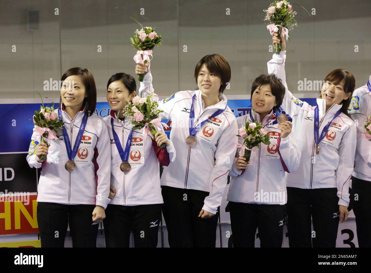 The bronze medalists, from left, Ayumi Ogasawara, Yumie Funayama, Kaho ...
