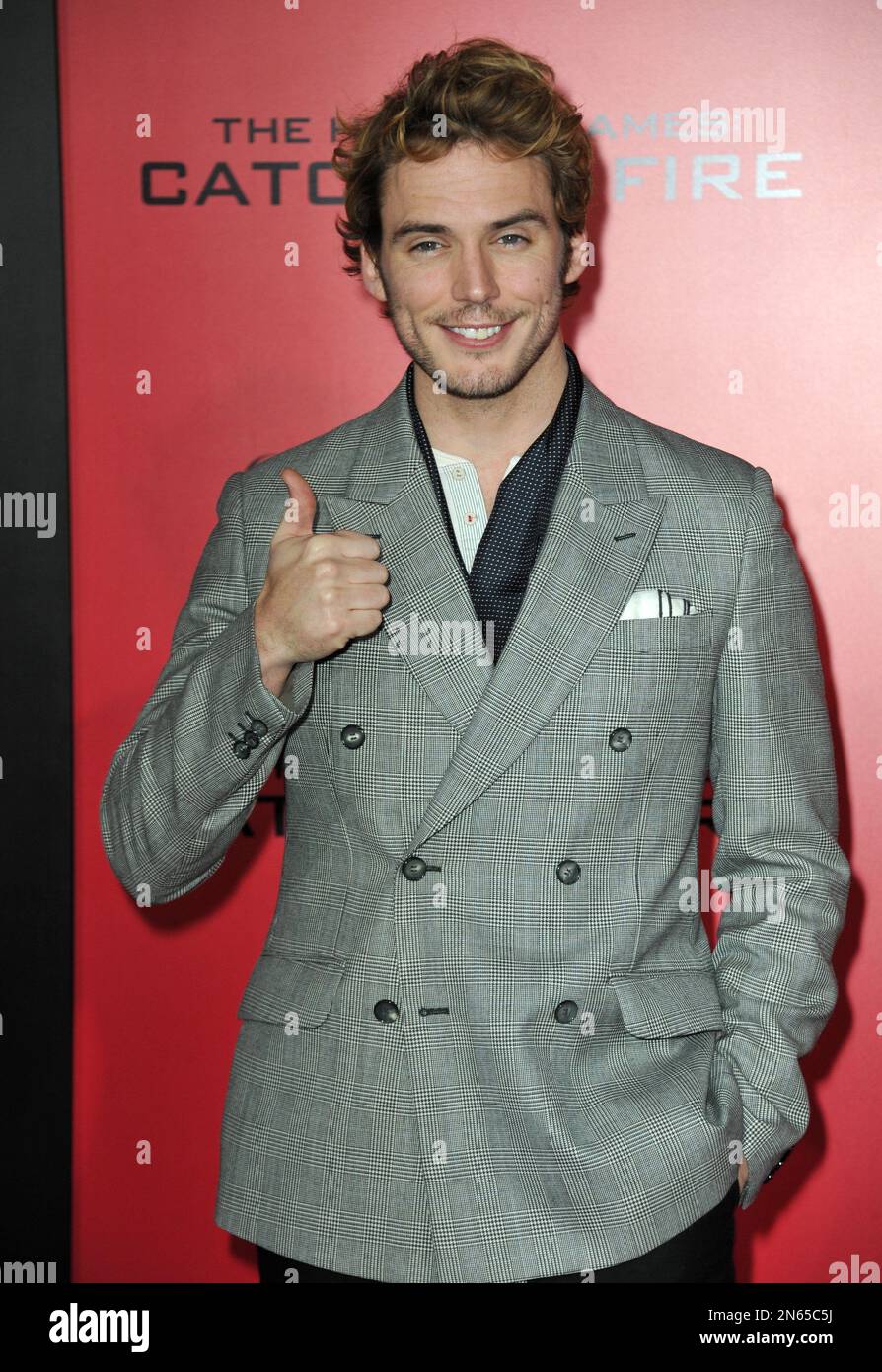 Sam Claflin arrives at the Los Angeles premiere of "The Hunger Games: Catching Fire" at Nokia ...