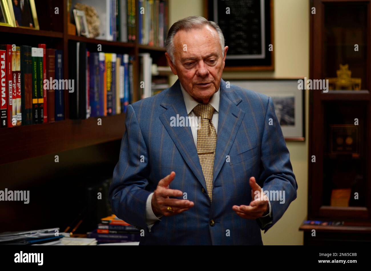In this Oct. 3, 2013 photo, Dr. Ronald C. Jones speaks during an ...