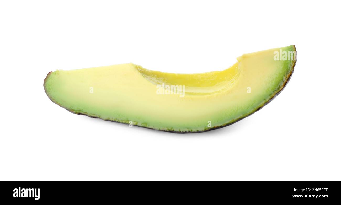 Slice of ripe avocado isolated on white Stock Photo - Alamy