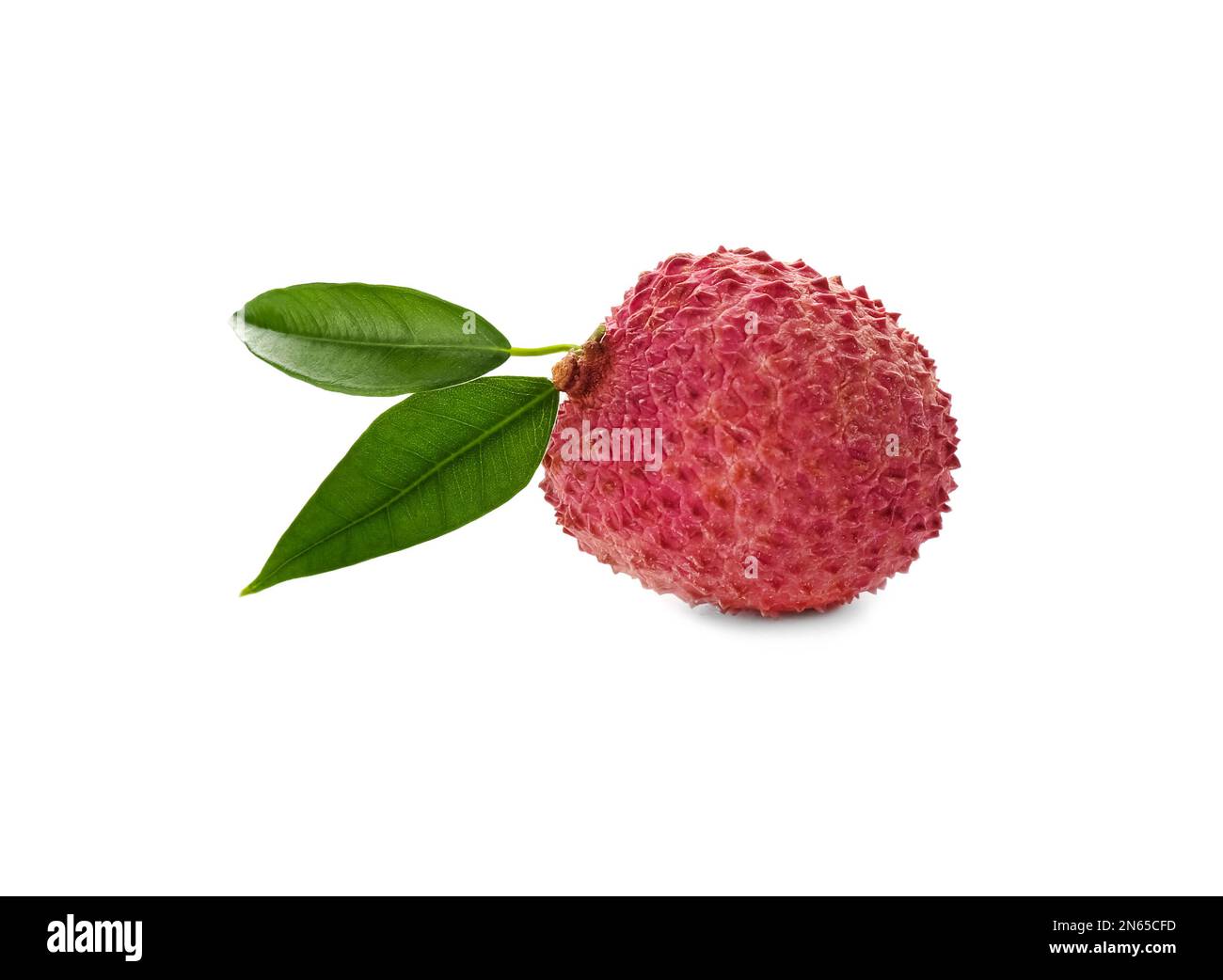Whole ripe lychee fruit with green leaves isolated on white Stock Photo ...