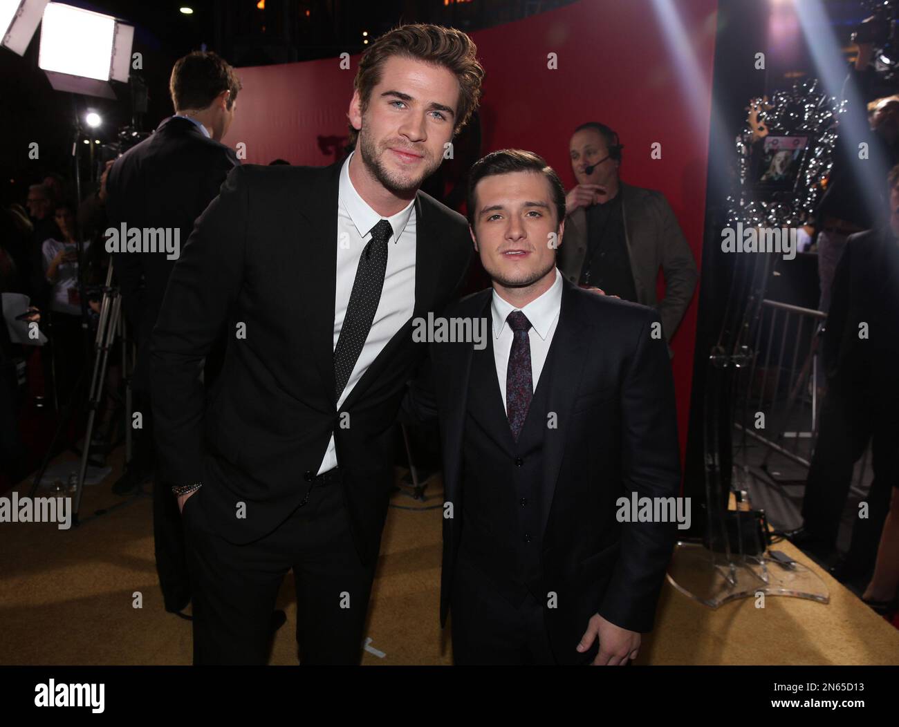 Liam Hemsworth and Josh Hutcherson attend the LA premiere of "The ...