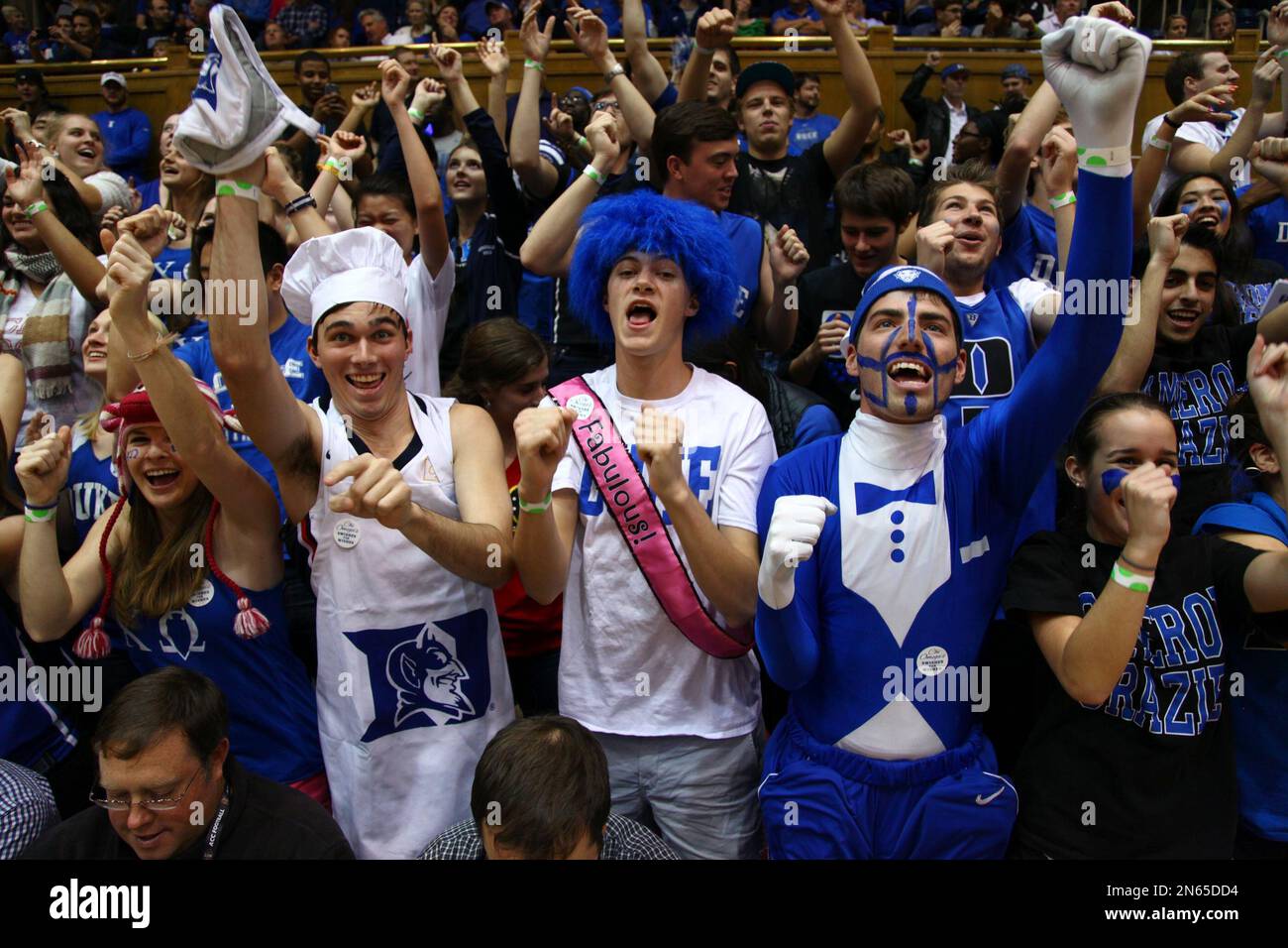 The Cameron Crazies cheer for Duke before an NCAA college basketball ...