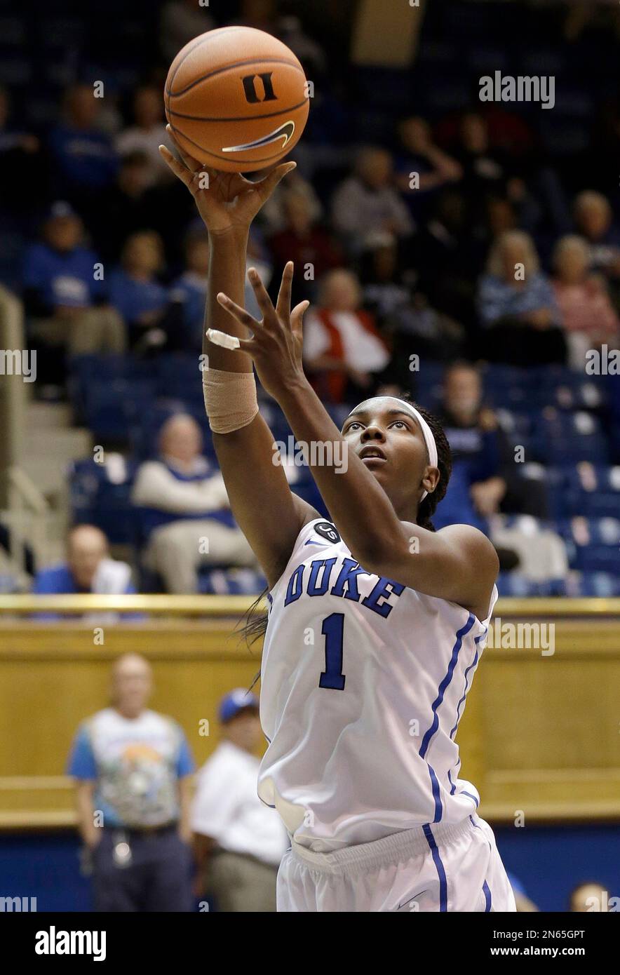Duke's Elizabeth Williams (1) shoots against USC Upstate during the ...