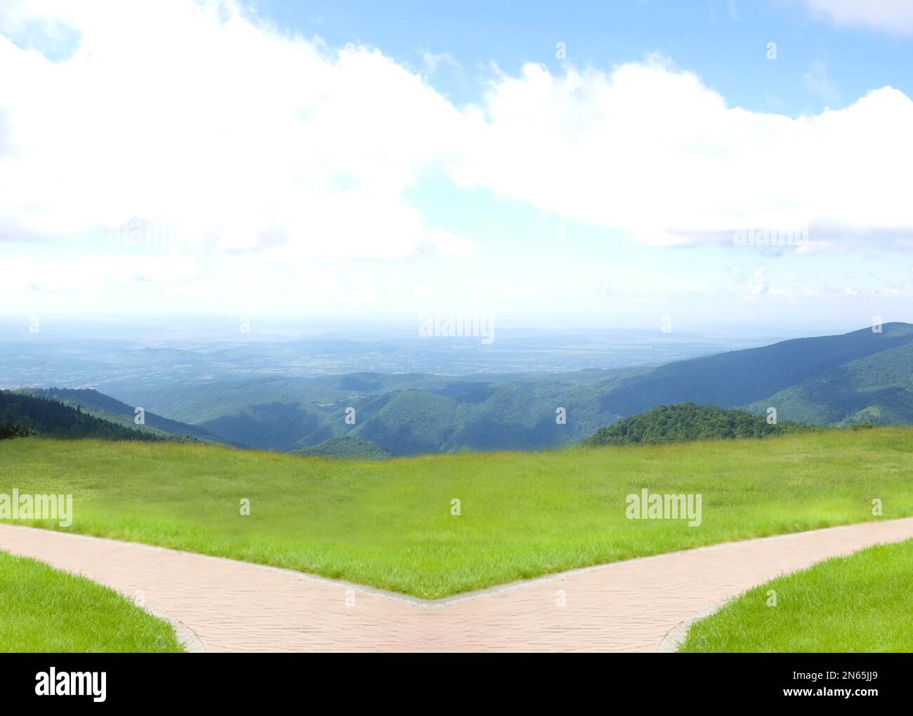 Choosing way. Beautiful view of roads outdoors Stock Photo - Alamy