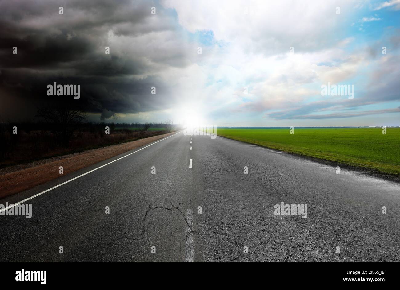 Choosing way. View of asphalt road outdoors Stock Photo - Alamy
